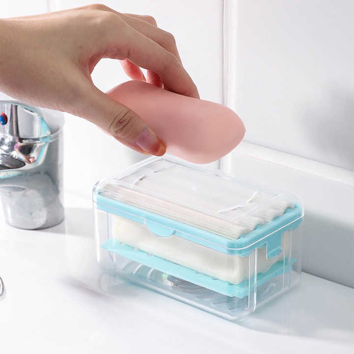Bathroom Soap Box With Sponge Rollers Kitchen Dish Storage Container No ...